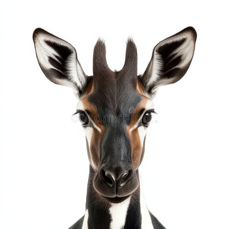Isolated Okapi on White Background in High Fidelity Style. This ...