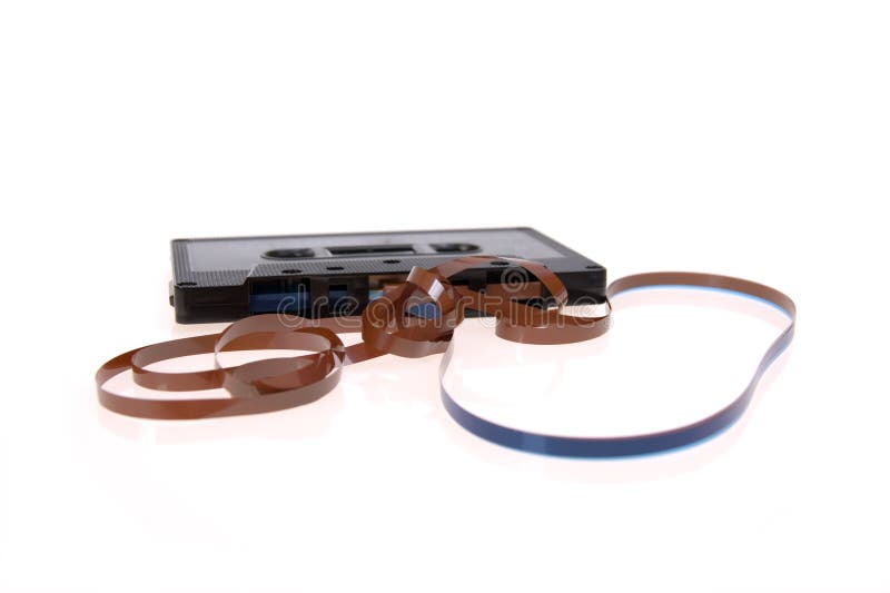 Isolated Old Broken Compact Cassette Stock Image - Image of analog ...