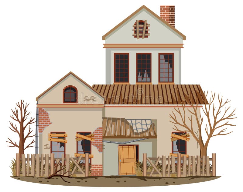 Isolated Old Broken House in the Rural Stock Vector - Illustration of ...