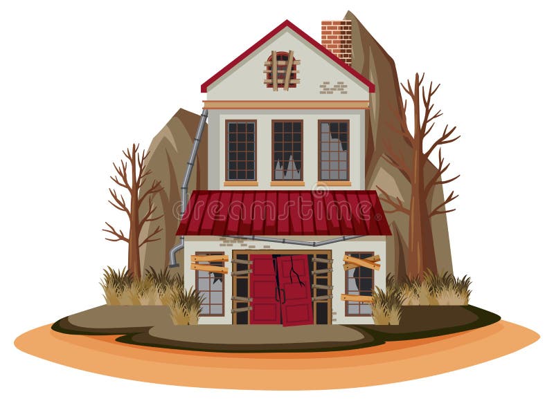 Broken House Vector Icon Isolated on Transparent Background, Bro Stock ...