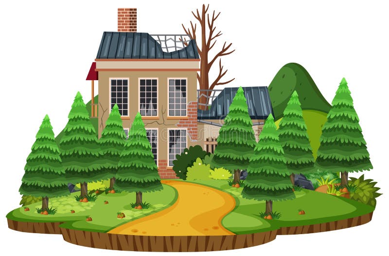 Isolated Old Broken House in the Rural Stock Vector - Illustration of ...