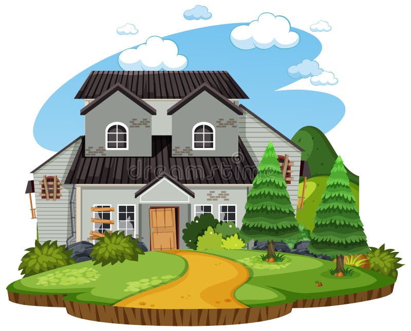 Isolated Old Broken House in the Rural Stock Vector - Illustration of ...