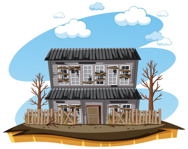 Isolated Old Broken House in the Rural Stock Vector - Illustration of ...