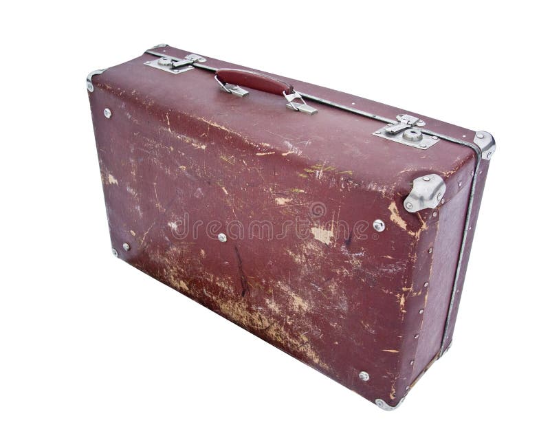 Isolated Old Red Retro Suitcase Stock Photo - Image of journey, case ...