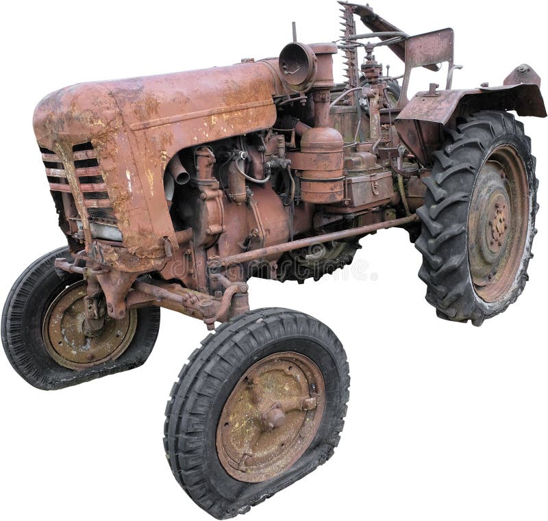 316 Old Rusty Tractor Isolated White Stock Photos - Free & Royalty-Free ...