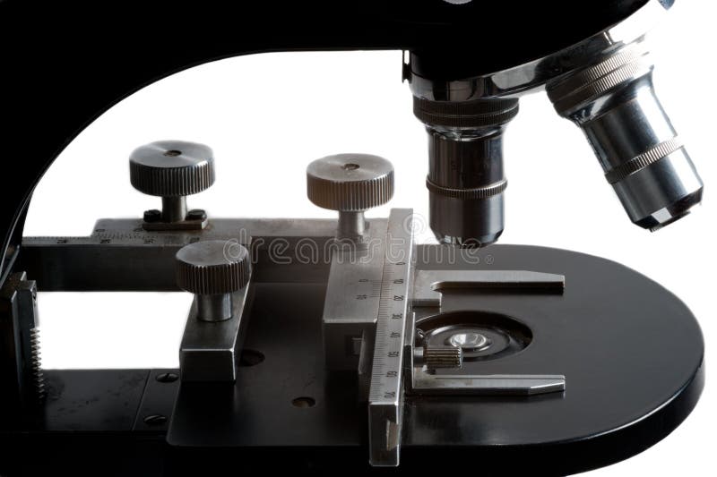 Isolated Old Type Microscope in Laboratory Stock Photo - Image of ...