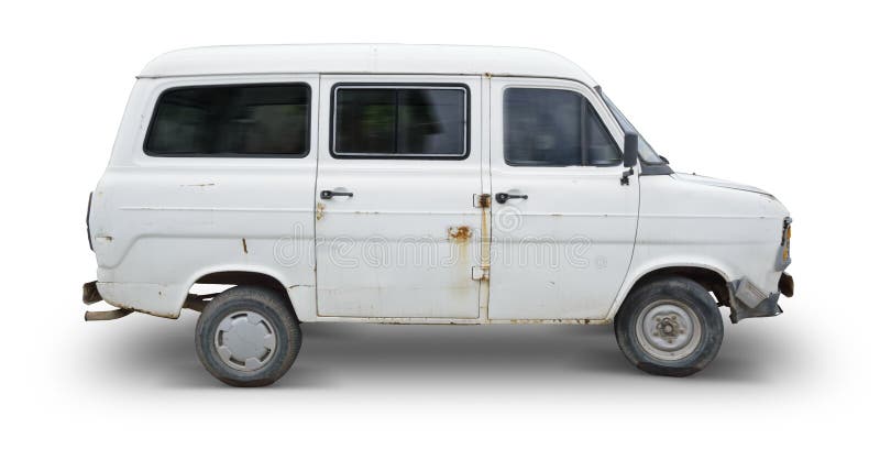 Isolated Old White Van stock photo. Image of delivery - 137679134