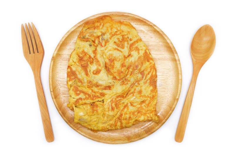 Isolated Omelet on Wooden Dish Stock Image - Image of stuffed, dish ...