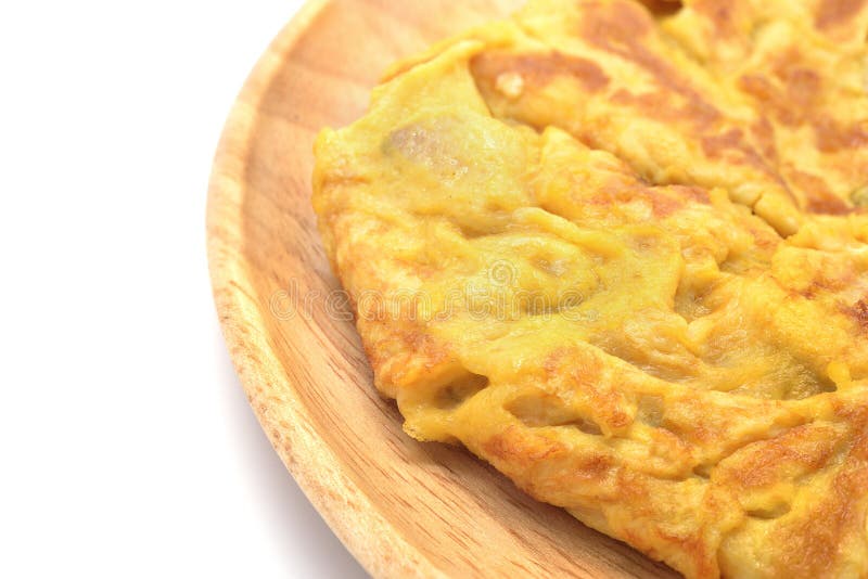 Isolated Omelet on Wooden Dish Stock Image - Image of isolation ...