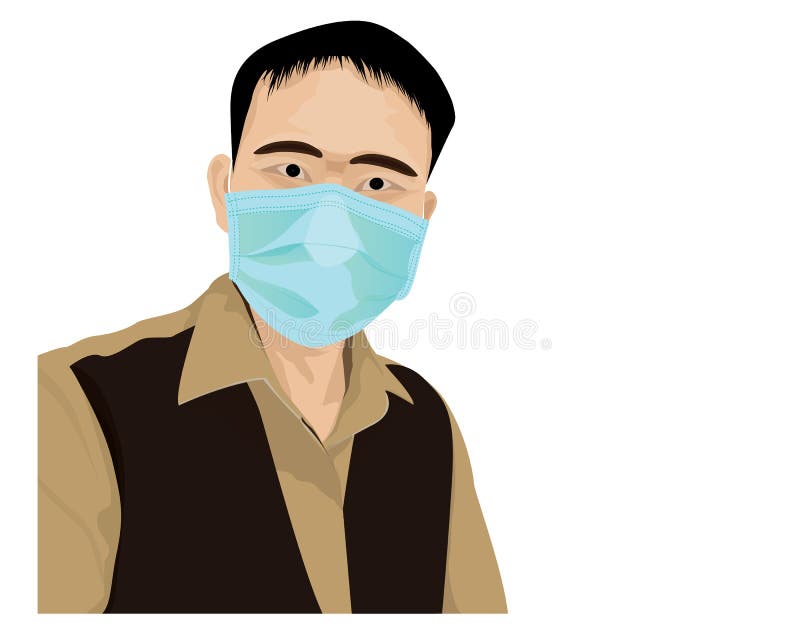 Isolated one man with mash stock vector. Illustration of hospital ...