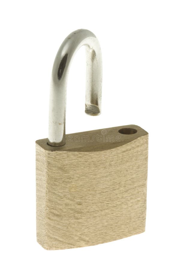 Isolated Opened Brass Padlock Picture. Image: 3918604