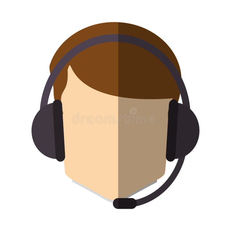Isolated Operator Man with Headphone Design Stock Vector - Illustration ...