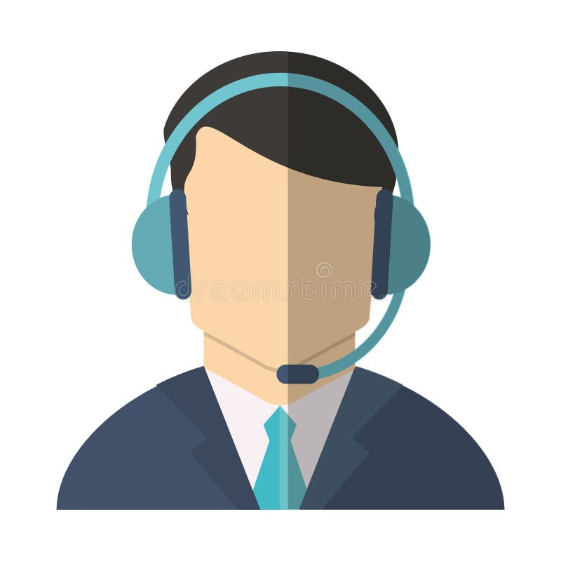 Isolated Operator Man with Headphone Design Stock Vector - Illustration ...