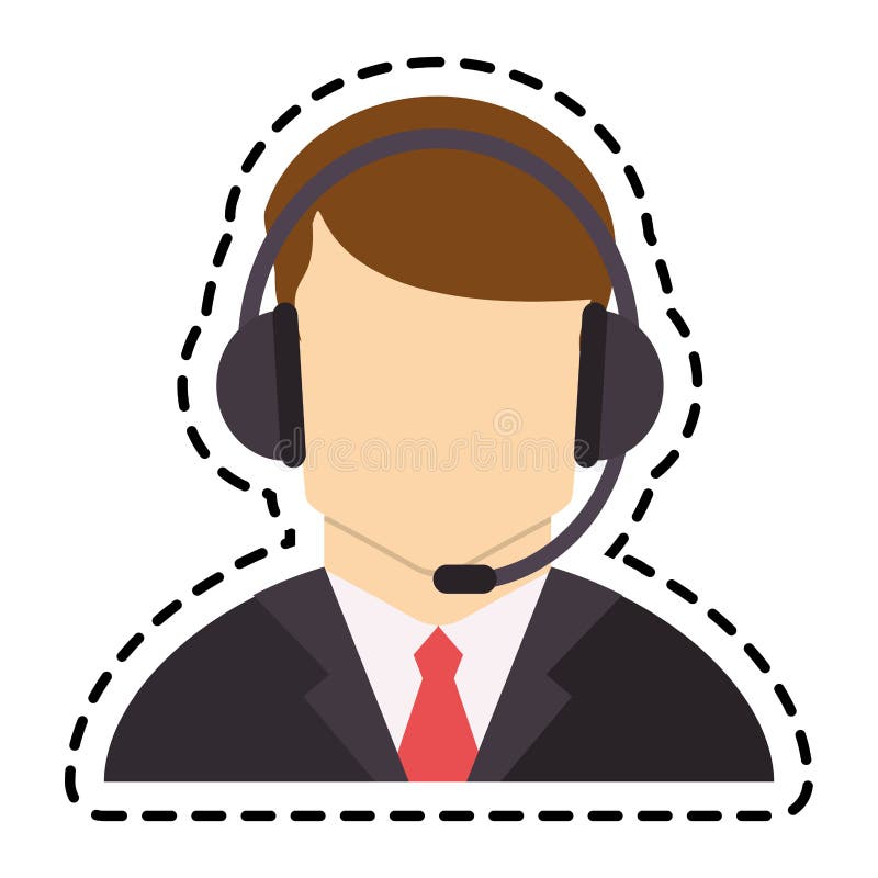 Isolated Operator Man with Headphone Design Stock Vector - Illustration ...