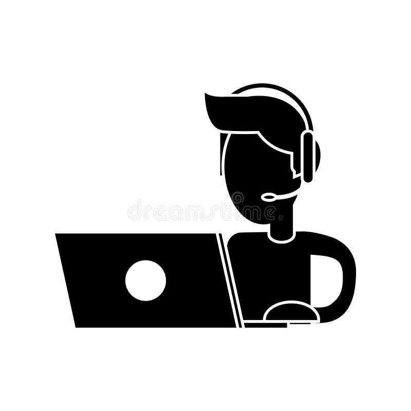 Isolated Operator Man with Laptop Design Stock Vector - Illustration of ...