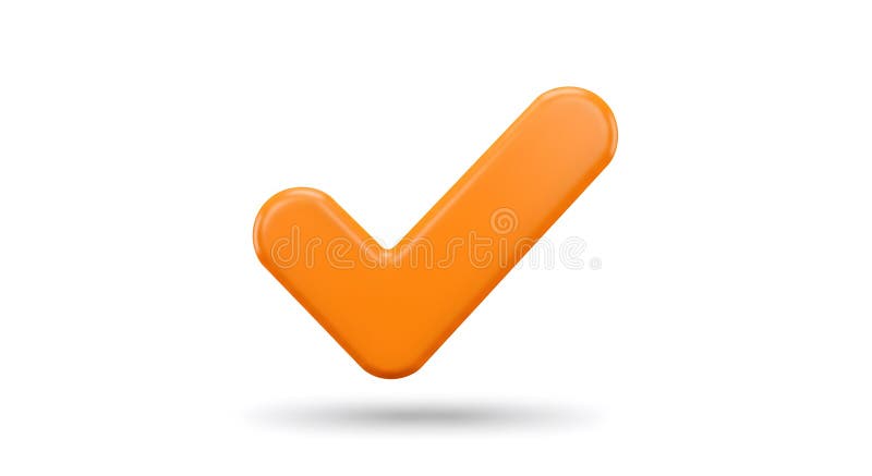 Isolated Orange Check Mark on White Background, Symbolizes Validation ...