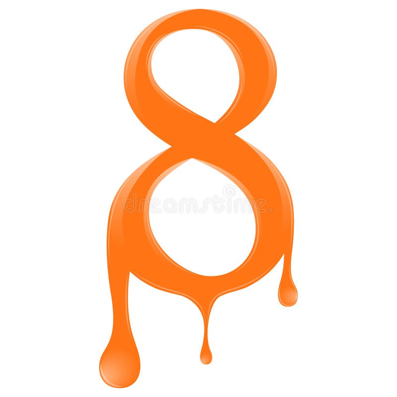 Isolated Orange Number Eight Melting Stock Vector - Illustration of ...