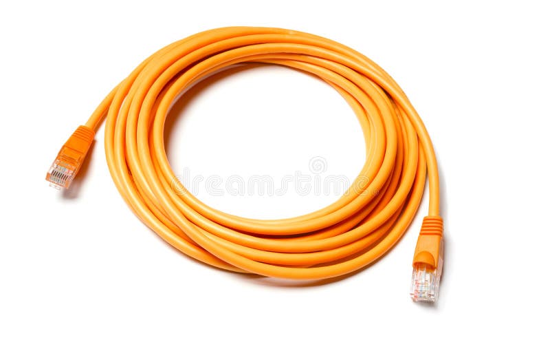 Isolated Orange Patch Cord Internet Cable on White Background Stock ...