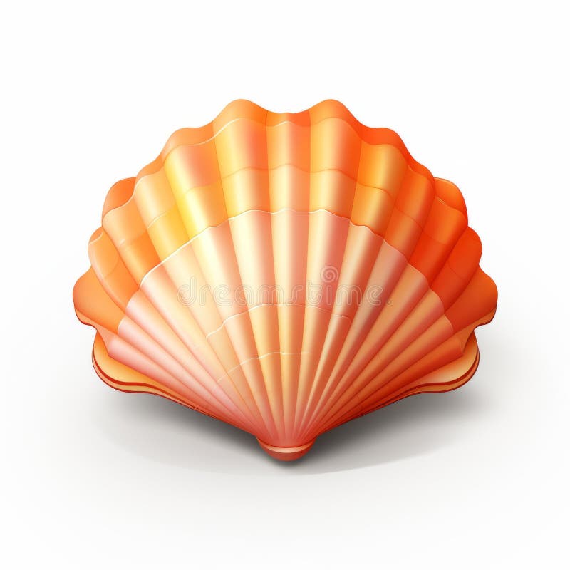 Realistic Orange and Yellow Seashell Icon for Casual Game Stock Photo ...