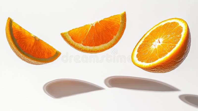 Isolated Orange Slices Falling Over a White Background Stock Image ...