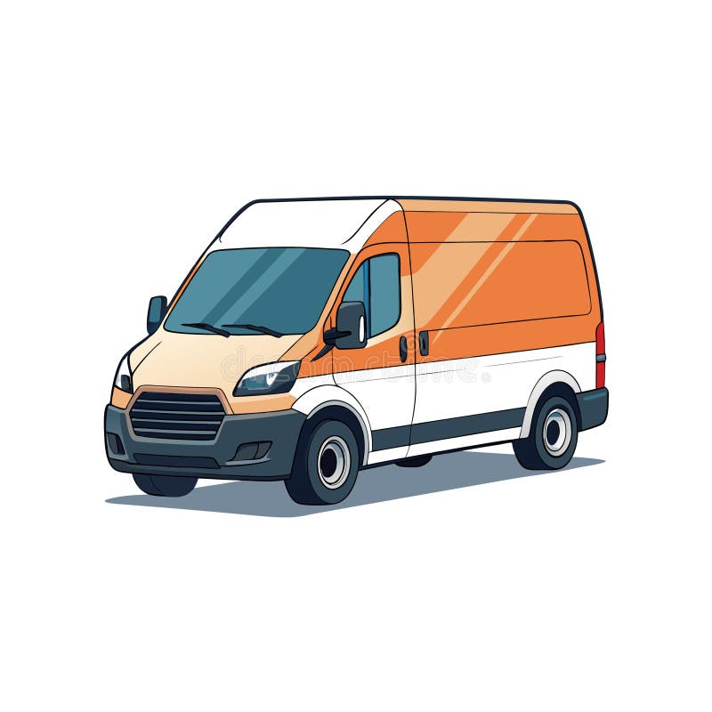 Orange and White Delivery Van Vector Illustration Stock Illustration ...