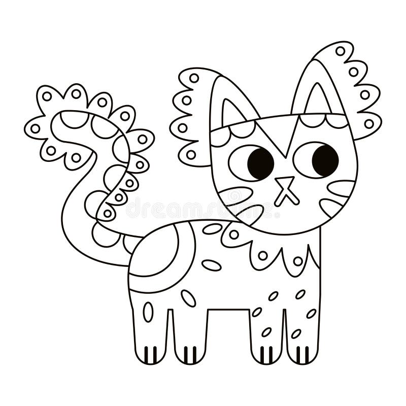 Isolated Outline Cat Alebrije Icon Vector Stock Vector - Illustration ...