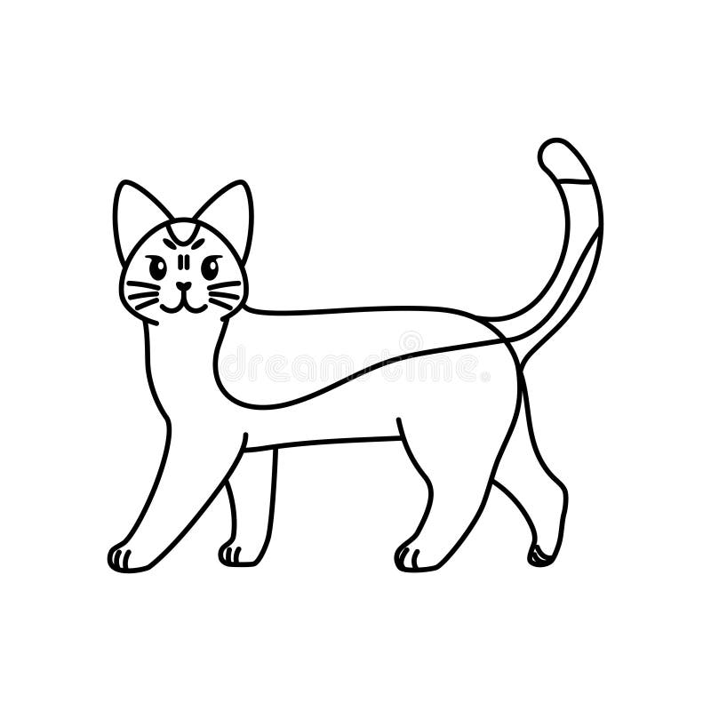 Isolated outline of a cat stock vector. Illustration of group - 208852533