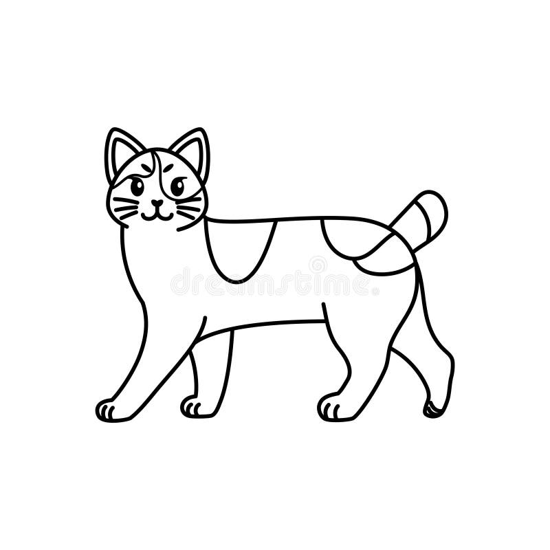 Isolated outline of a cat stock vector. Illustration of group - 208852533