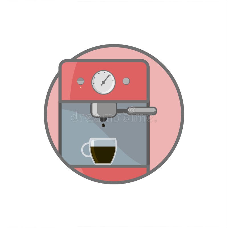 Isolated Outline Coffee Machine in Circle Vector Illustration Stock ...