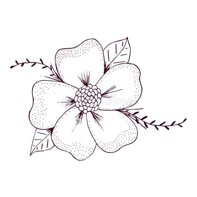 Isolated Outline of a Cute Flower Flat Design Vector Stock Vector ...