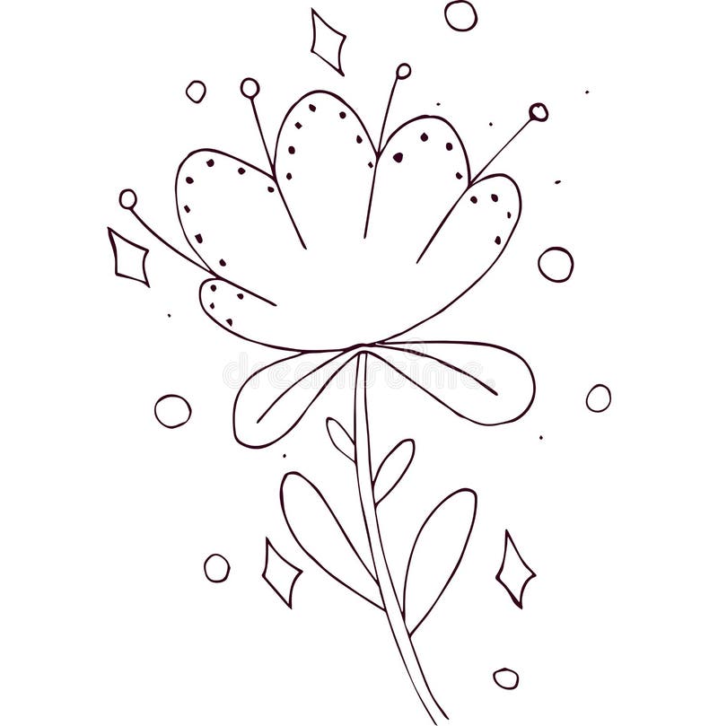 Isolated Outline of a Cute Flower Flat Design Vector Stock Vector ...