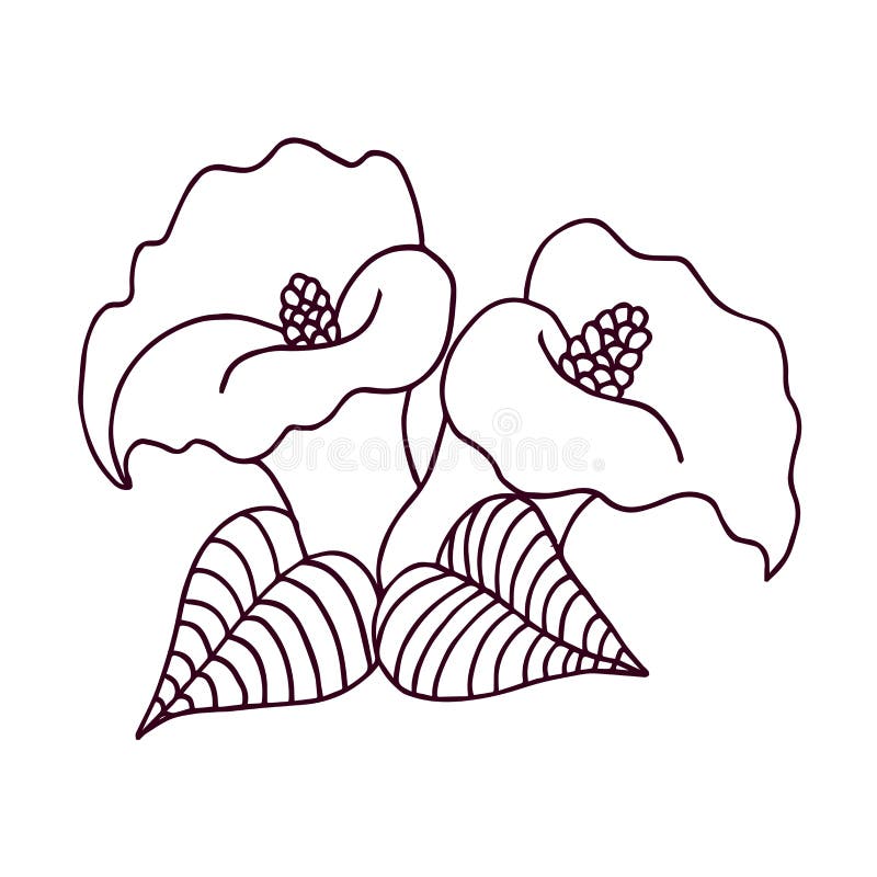 Isolated Outline of a Cute Flower Flat Design Vector Stock Vector ...