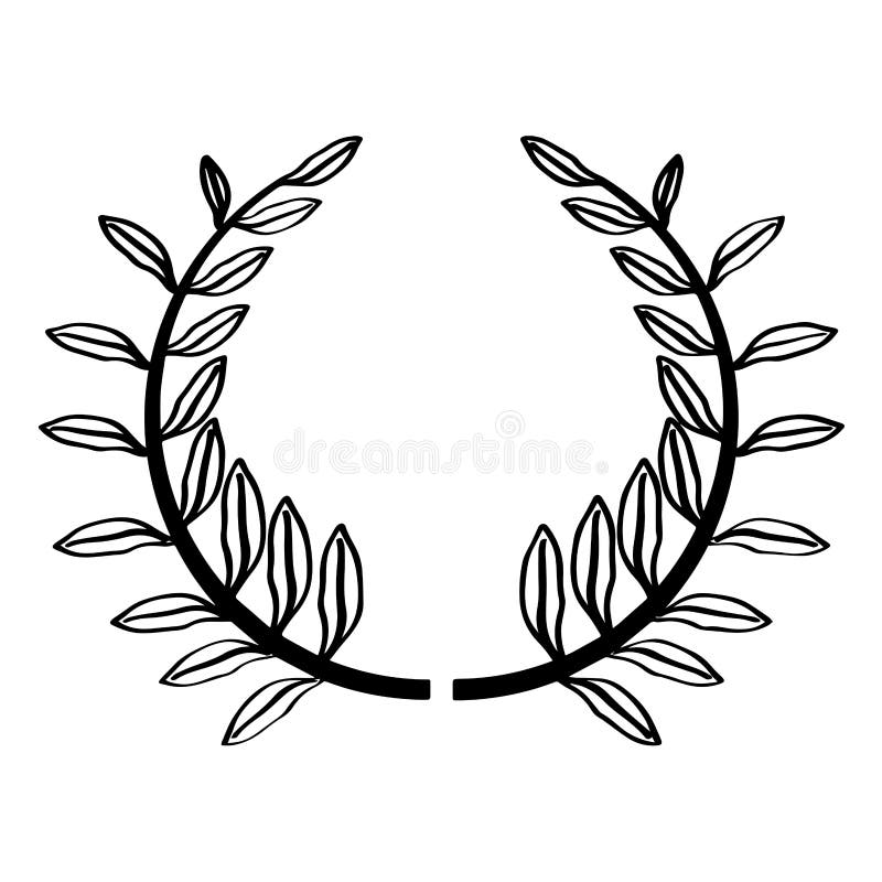 Isolated Outline of a Laurel Wreath Stock Vector - Illustration of ...