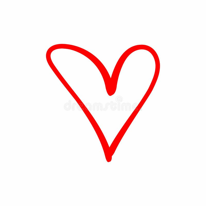 Isolated Outline of Red Heart Drawn by Hand. Doodle, Sketch Stock ...