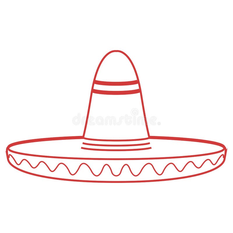 Isolated Outline of a Traditional Mexican Hat Stock Vector ...