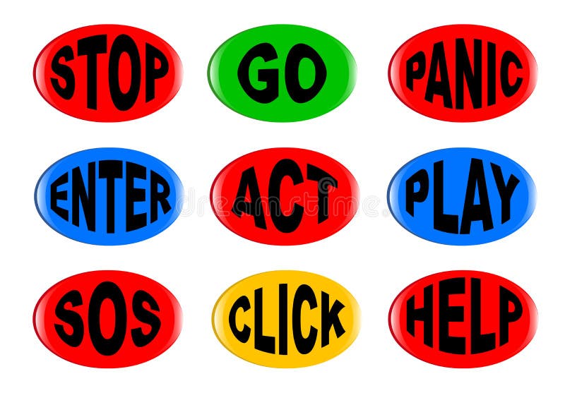 Isolated Oval Button Collection Stock Vector - Illustration of stop ...