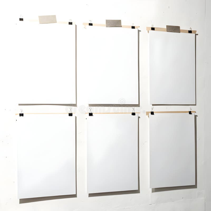 Isolated Pack of White Posters with Tape and Shadow Isolated on White ...