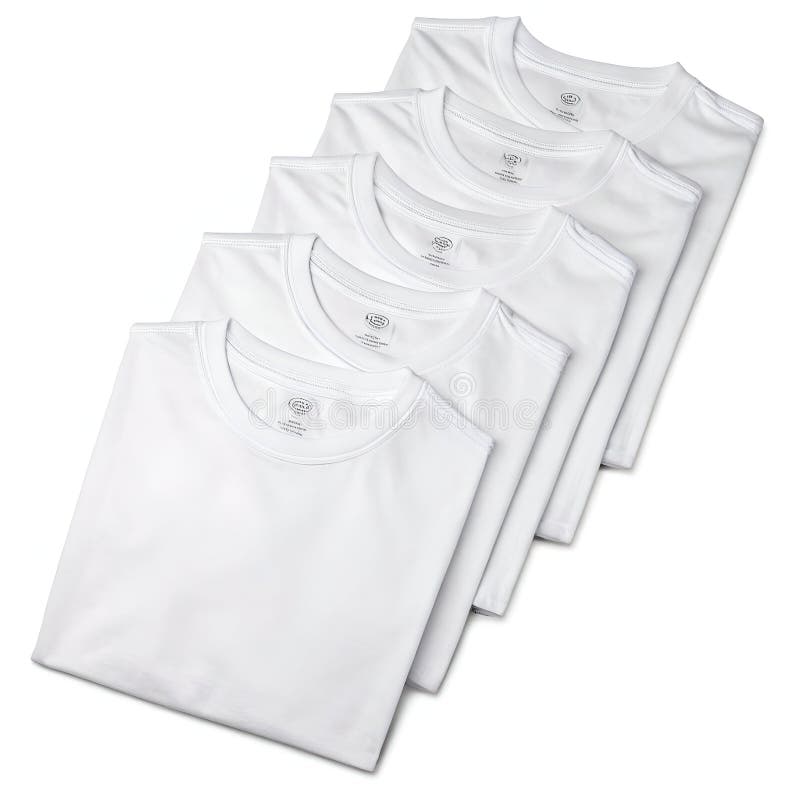 Isolated Pack of White T-Shirts Front View on White Background Stock Photo - Image of casual ...