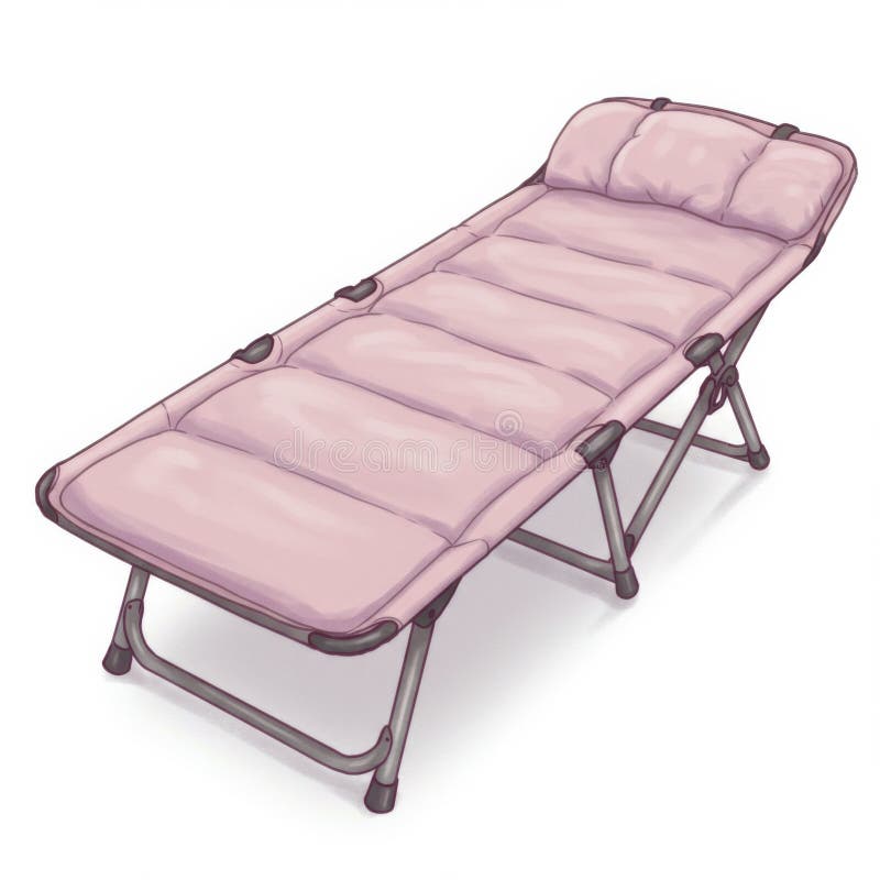 Isolated Padded Light Pink Folding Camp Cot with Metal Frame ...