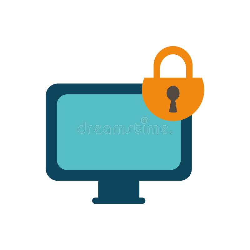 Isolated Padlock and Computer Flat Style Icon Vector Design Stock ...