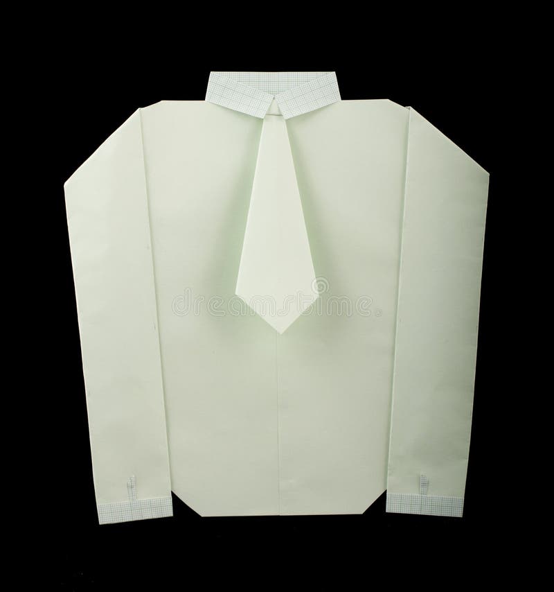 Isolated Paper Made White Shirt with Tie Stock Image - Image of ...