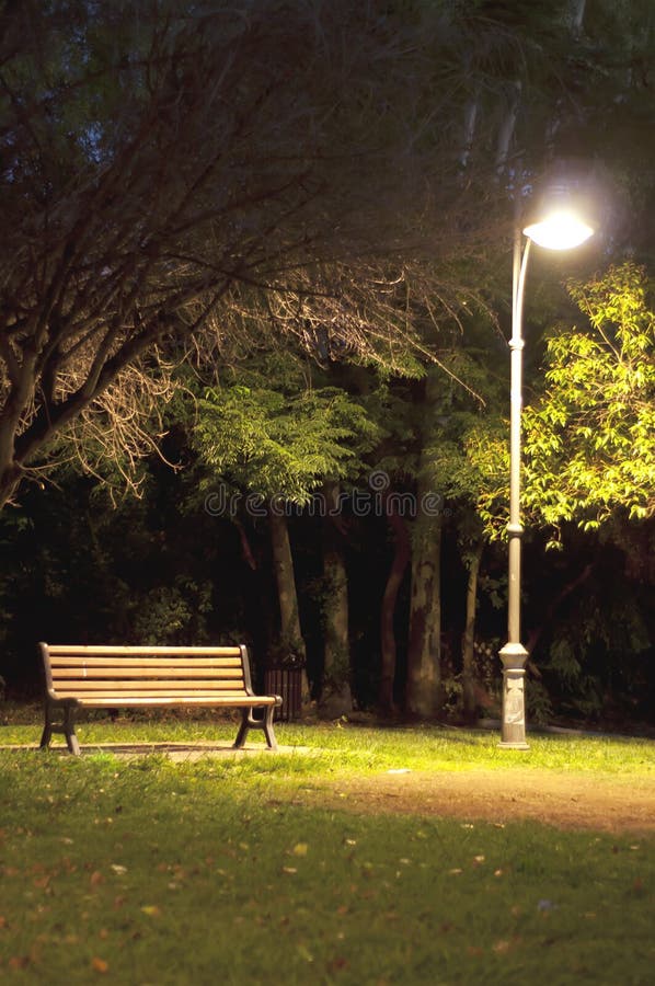 Isolated park at night stock photo. Image of bench, loneliness - 21911316