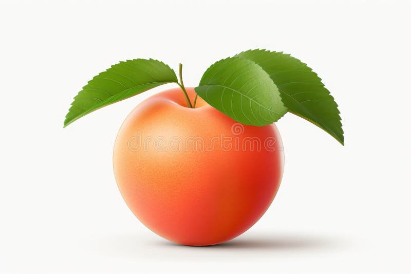 Isolated Peach with Slice and Leaf, Full Depth of Field on White ...