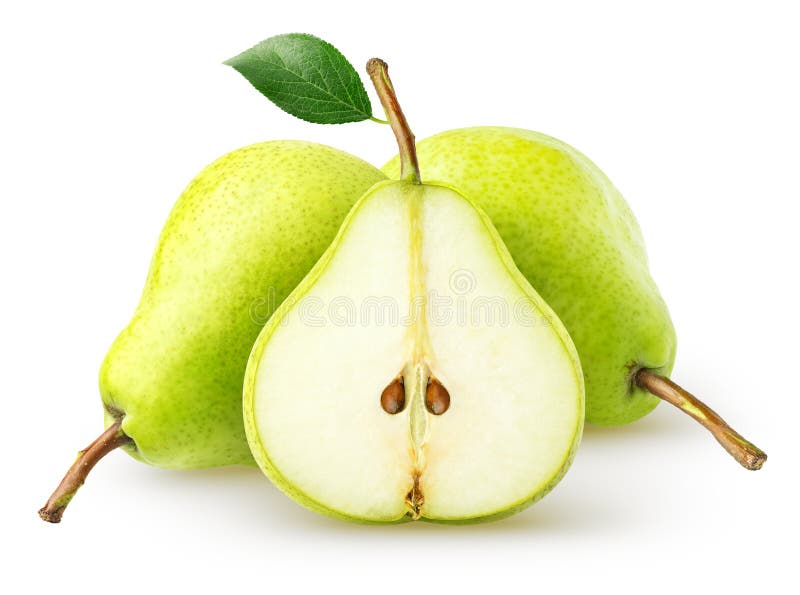 Isolated Pears. Group of Pear Fruits with Leaves Isolated on White ...