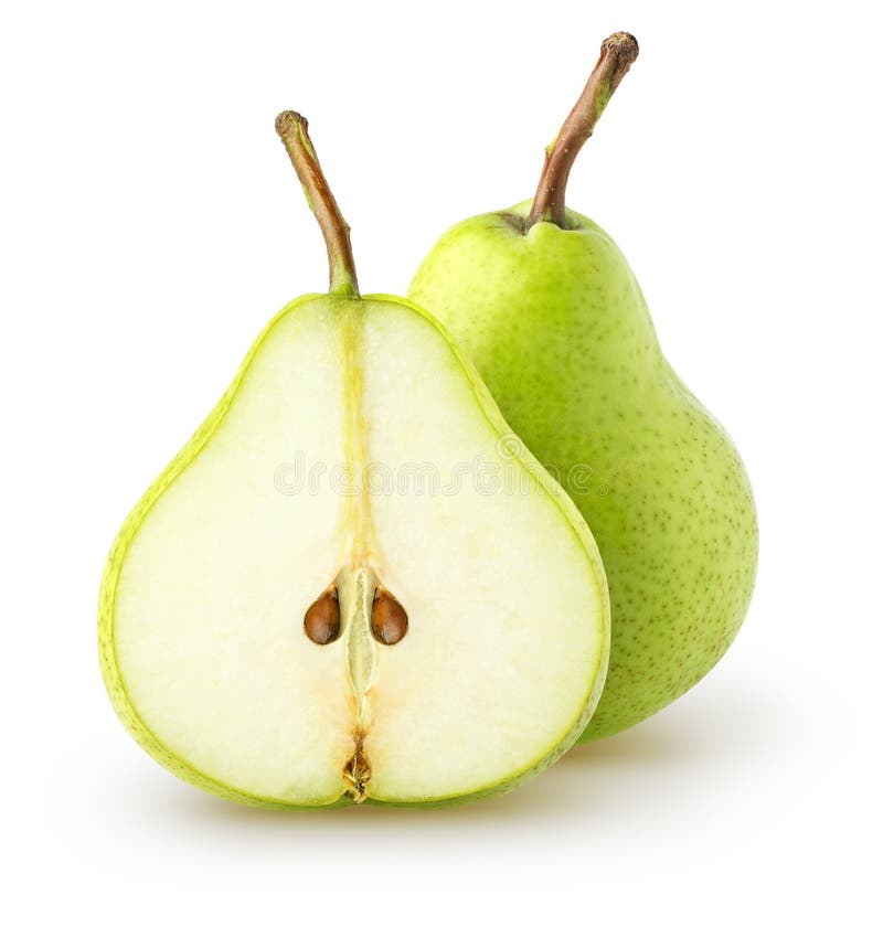 Isolated Pears. Group of Pear Fruits with Leaves Isolated on White ...