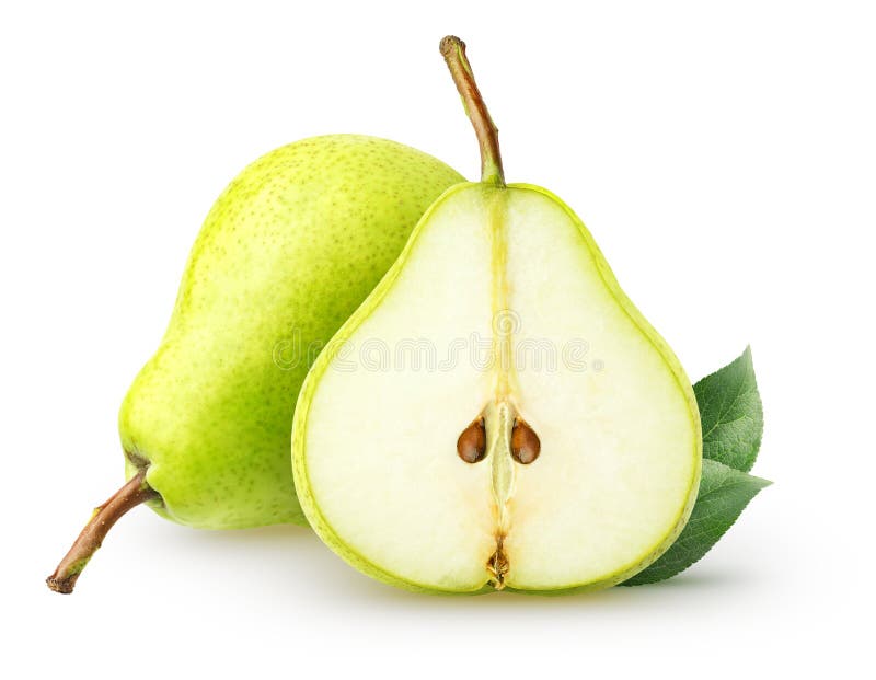 Isolated Pears. Group of Pear Fruits with Leaves Isolated on White ...