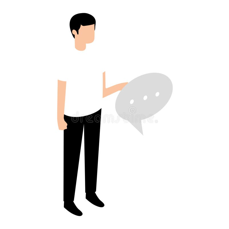 Isolated Person with a Chat Icon Vector Stock Vector - Illustration of ...