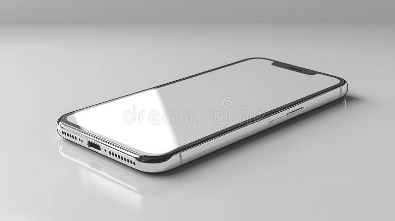 Isolated Phone with Blank Screen on a White Surface Stock Illustration ...