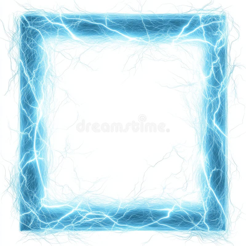 Isolated Photo Frames with Thunderbolt Impact on White Background, Blue ...