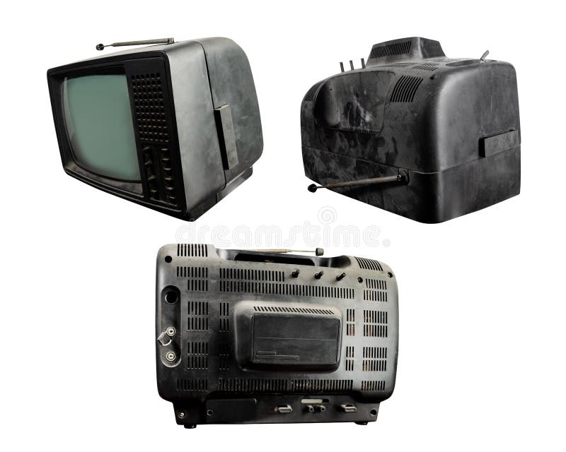 Isolated Old Fashioned Tv Sets on White Background Stock Image - Image ...
